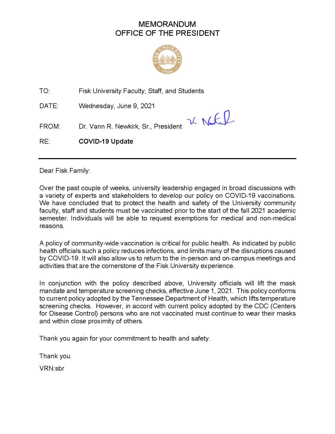 COVID-19 Communication Hub - Fisk University